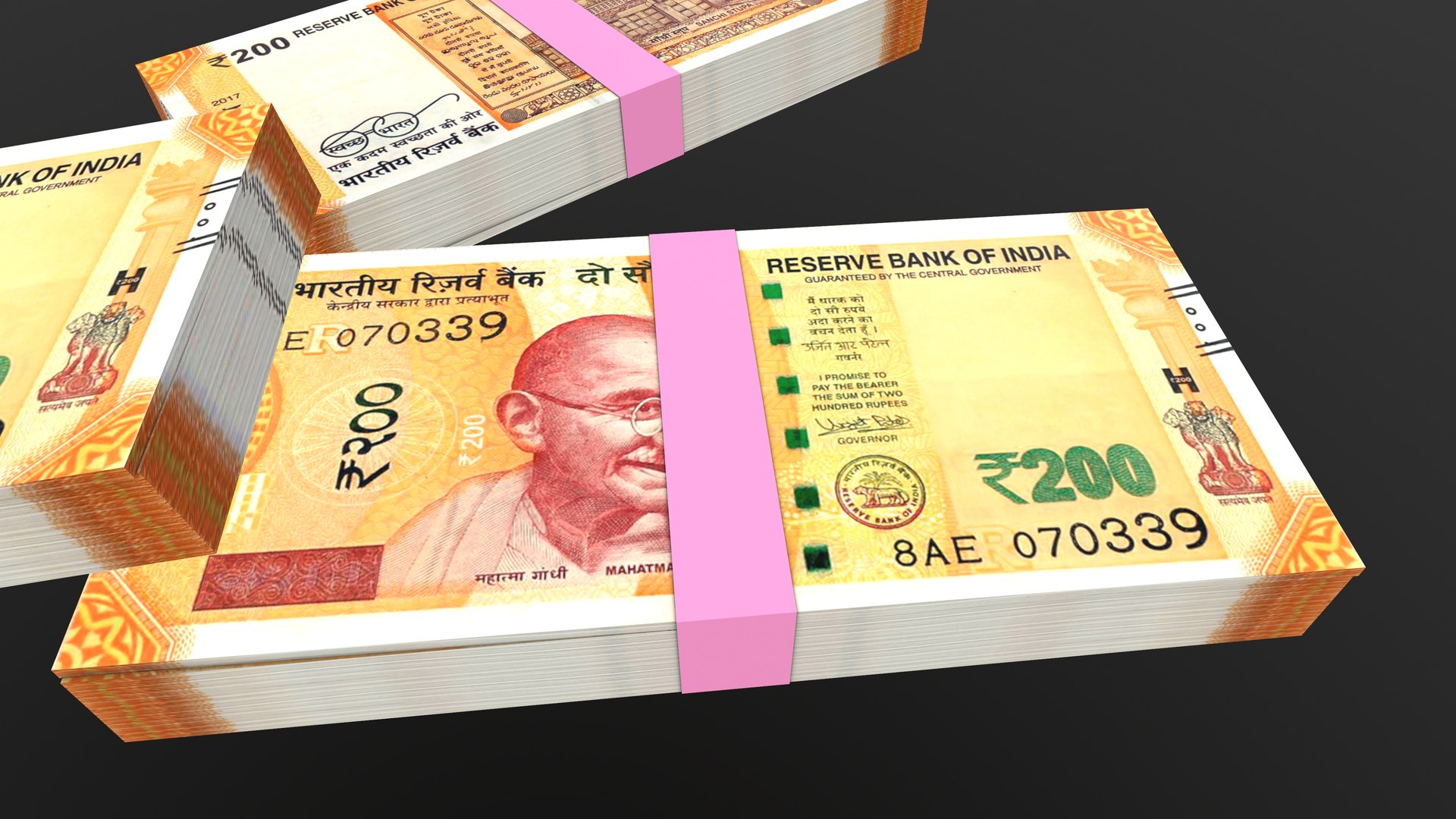 3D Indian 200 Note Currency Bundle AR VR PBR Model - TurboSquid 2007278