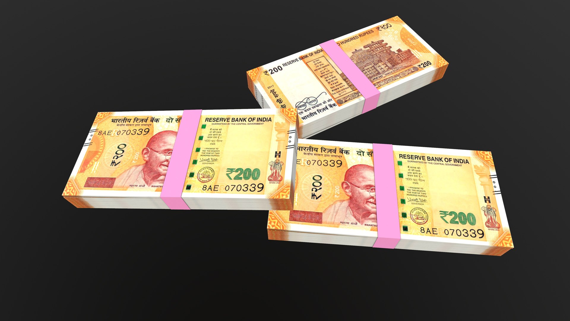 3D Indian 200 Note Currency Bundle AR VR PBR Model - TurboSquid 2007278