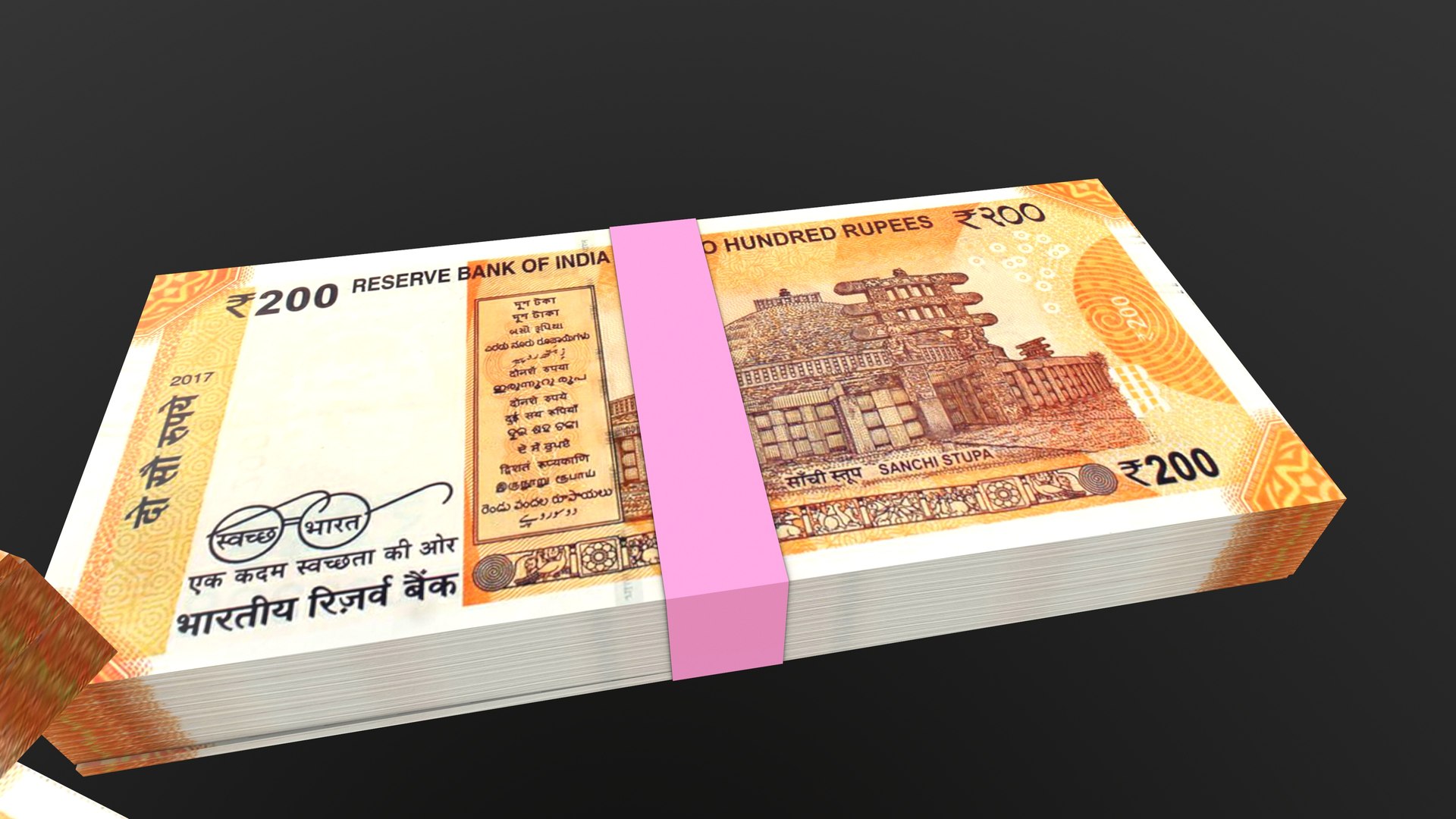 3D Indian 200 Note Currency Bundle AR VR PBR Model - TurboSquid 2007278