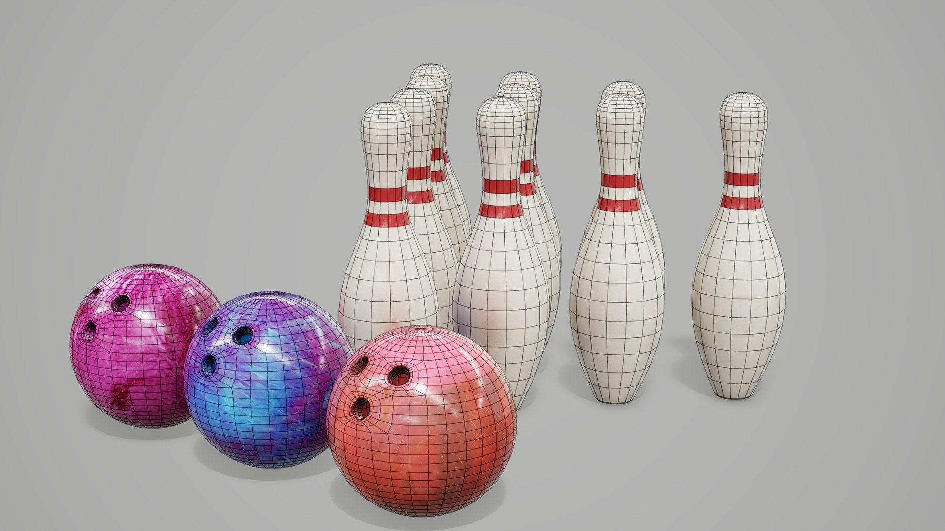 3D Bowling Pins Balls - TurboSquid 1677111