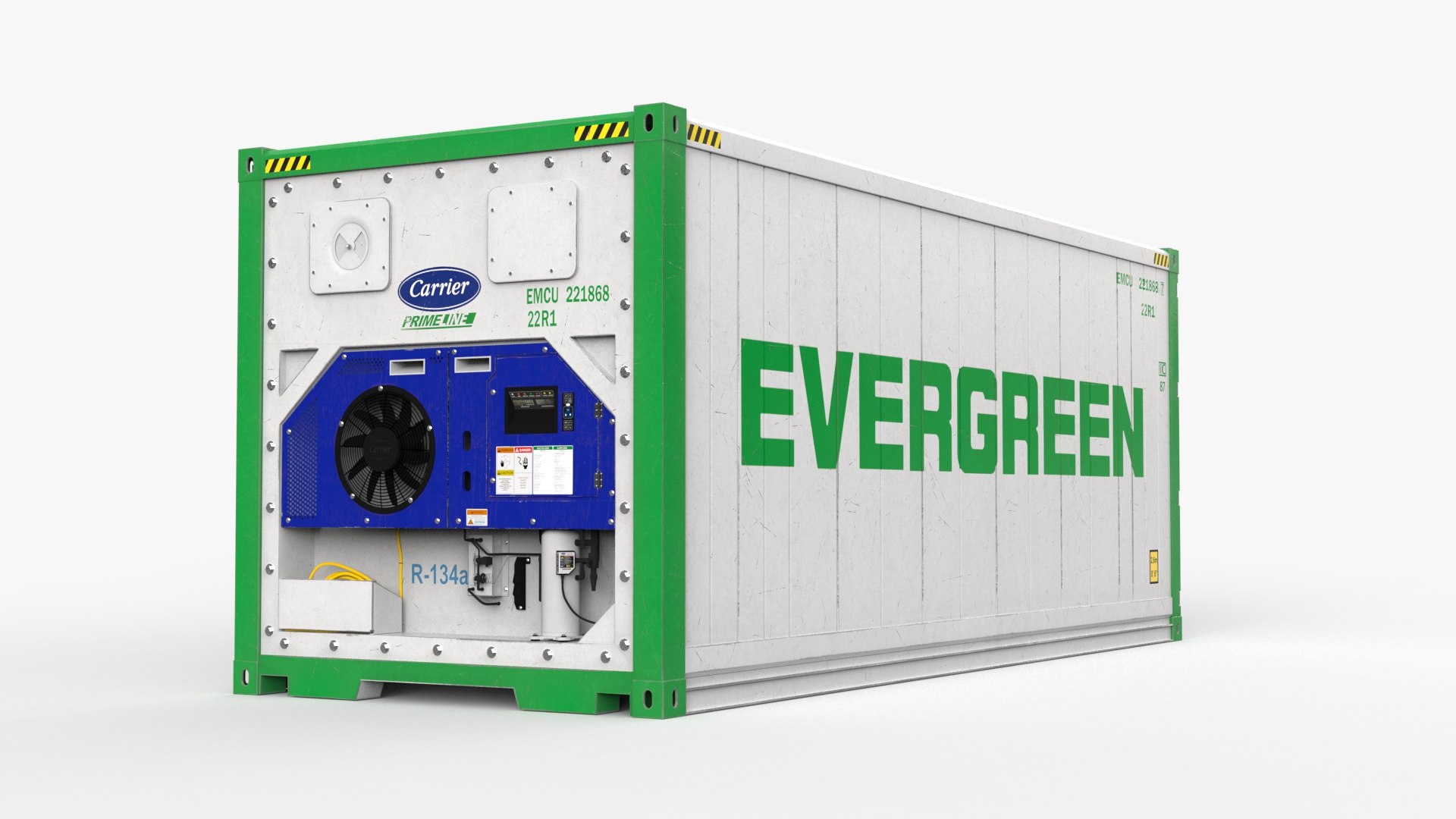 20feet EVERGREEN Shipping Container Reefer CARRIER 3D Model ...
