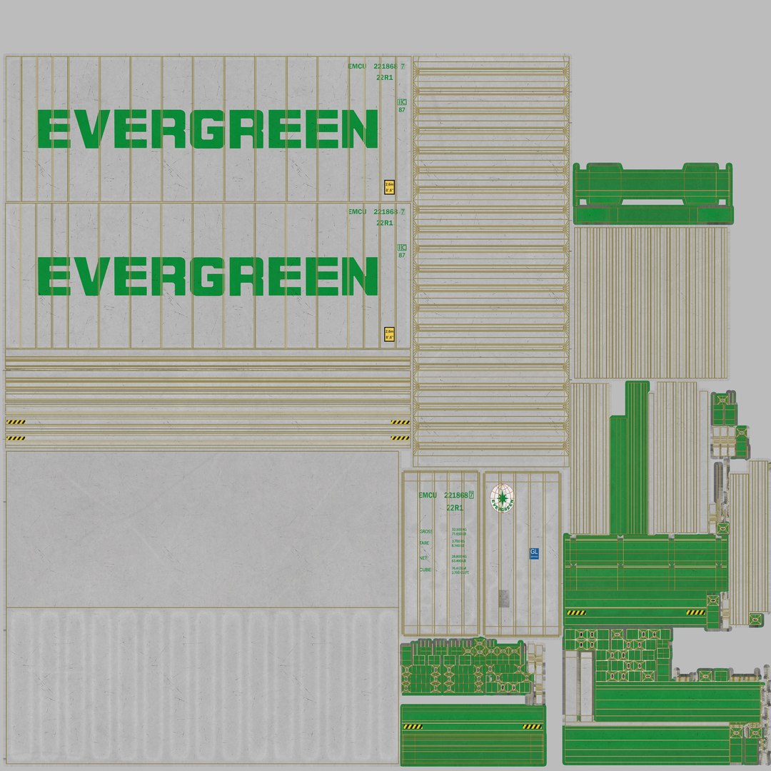 20feet EVERGREEN Shipping Container Reefer CARRIER 3D Model ...