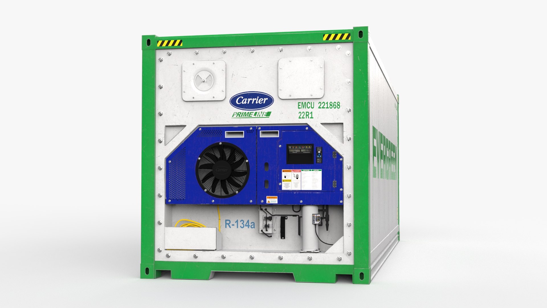 20feet EVERGREEN Shipping Container Reefer CARRIER 3D Model ...