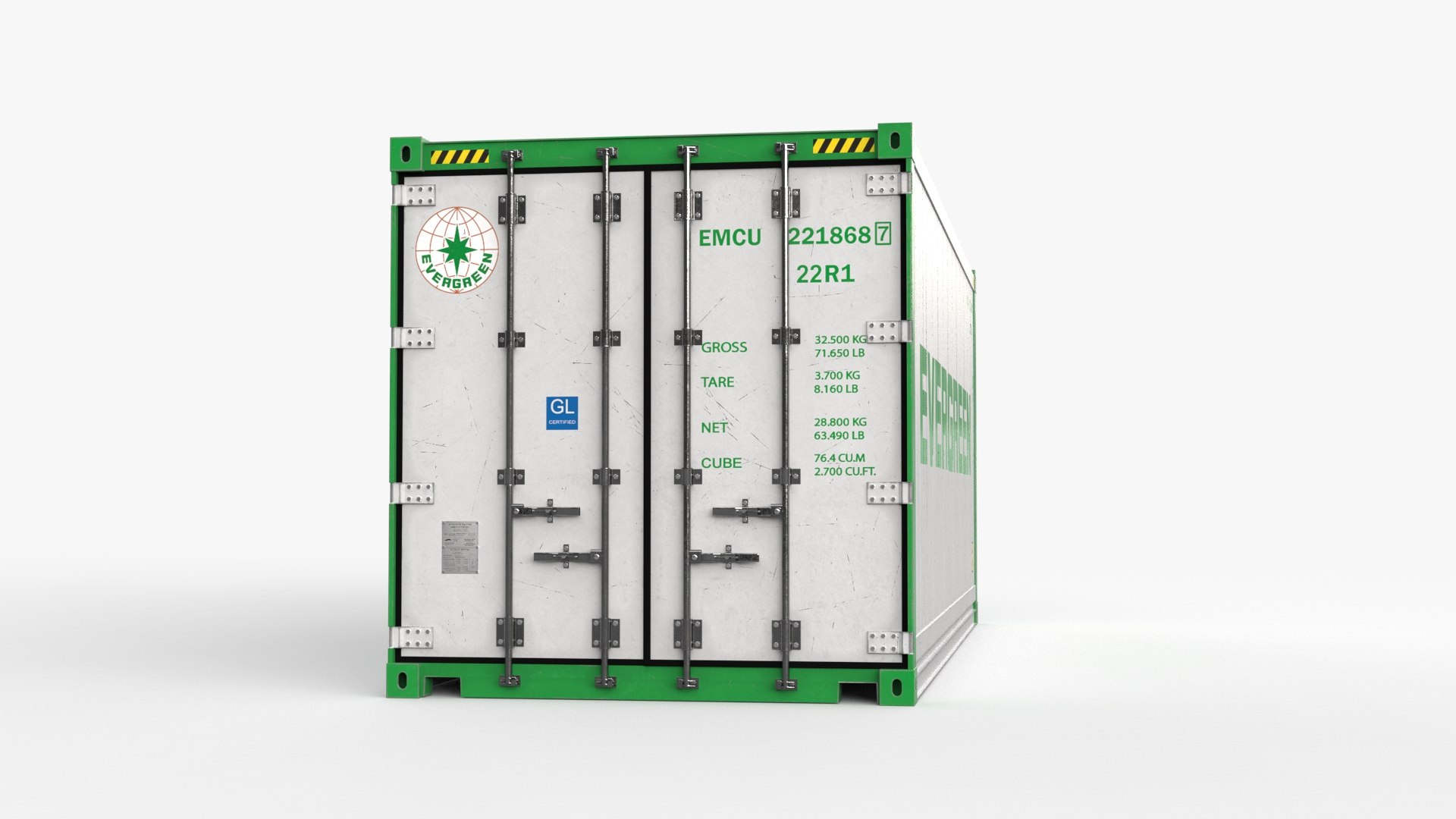 20feet EVERGREEN Shipping Container Reefer CARRIER 3D Model ...