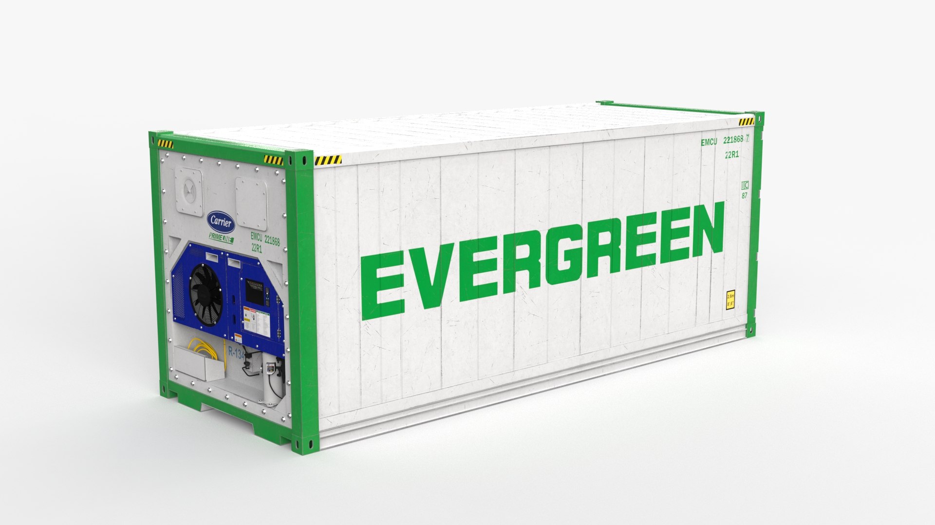 20feet EVERGREEN Shipping Container Reefer CARRIER 3D Model ...