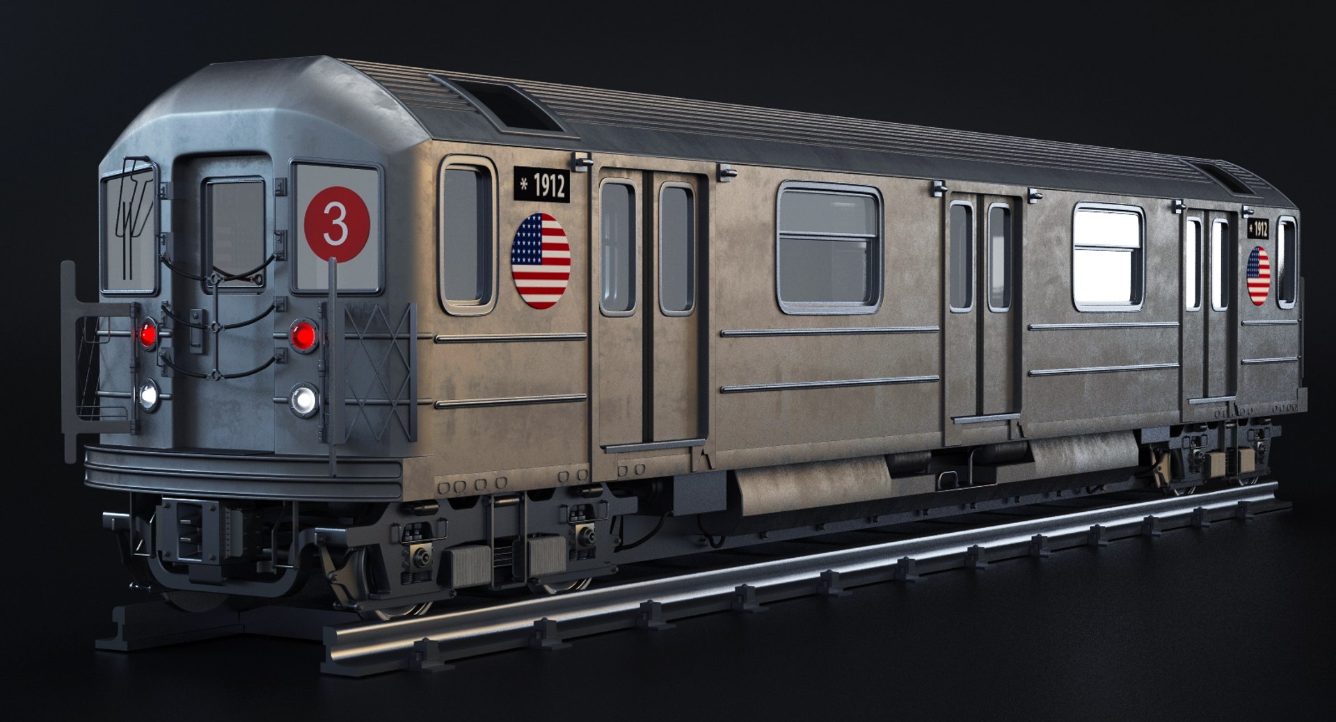 new york r62 subway train 3d model
