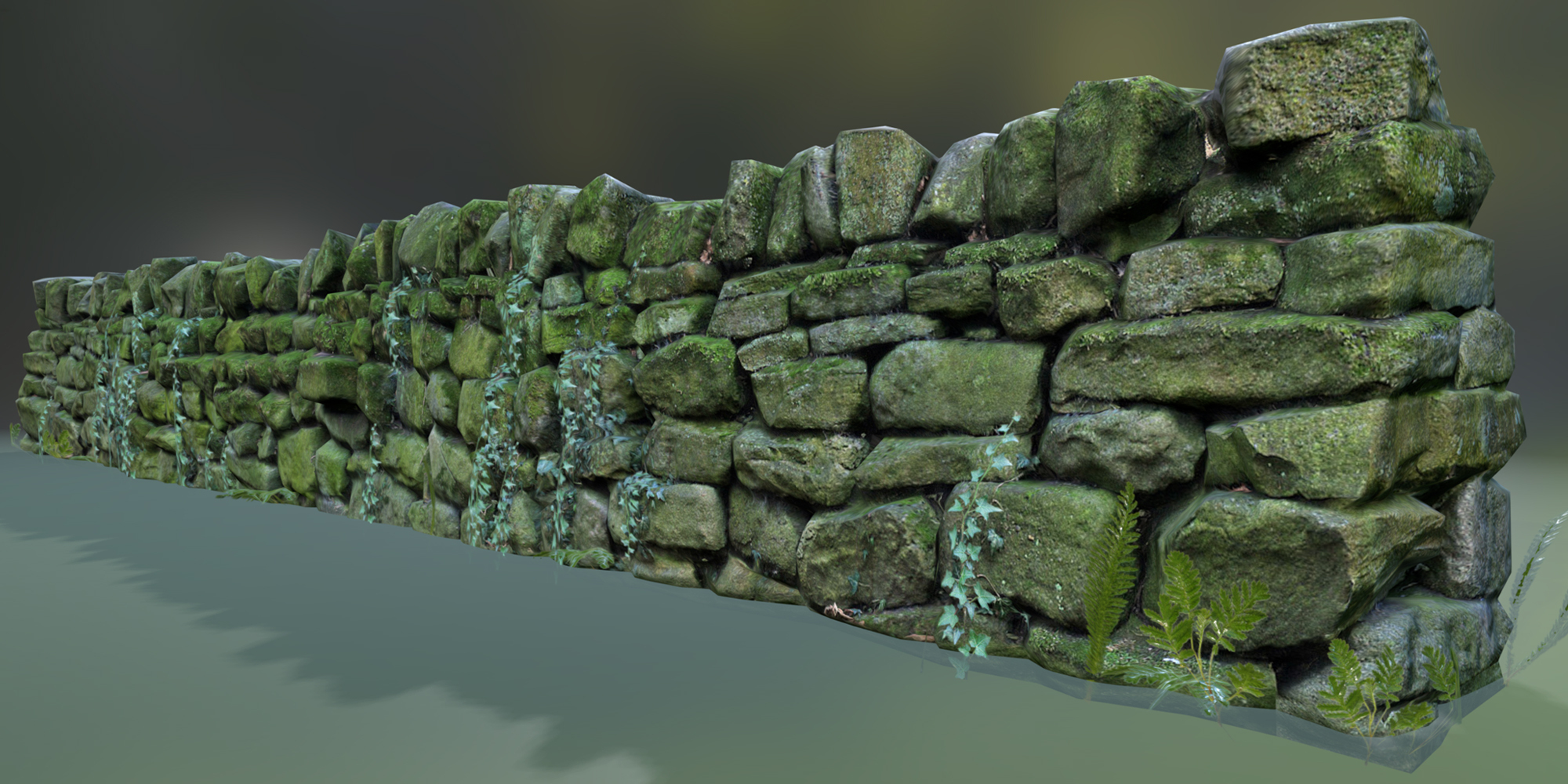 photorealistic stone wall 3d model