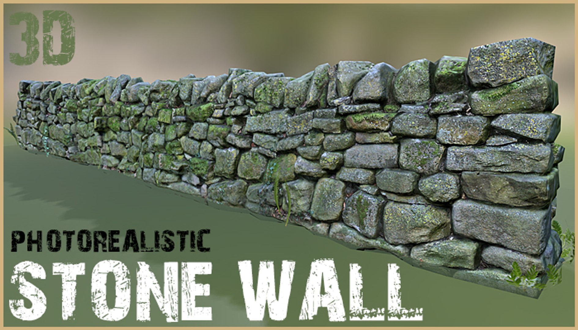 Photorealistic Stone Wall 3d Model
