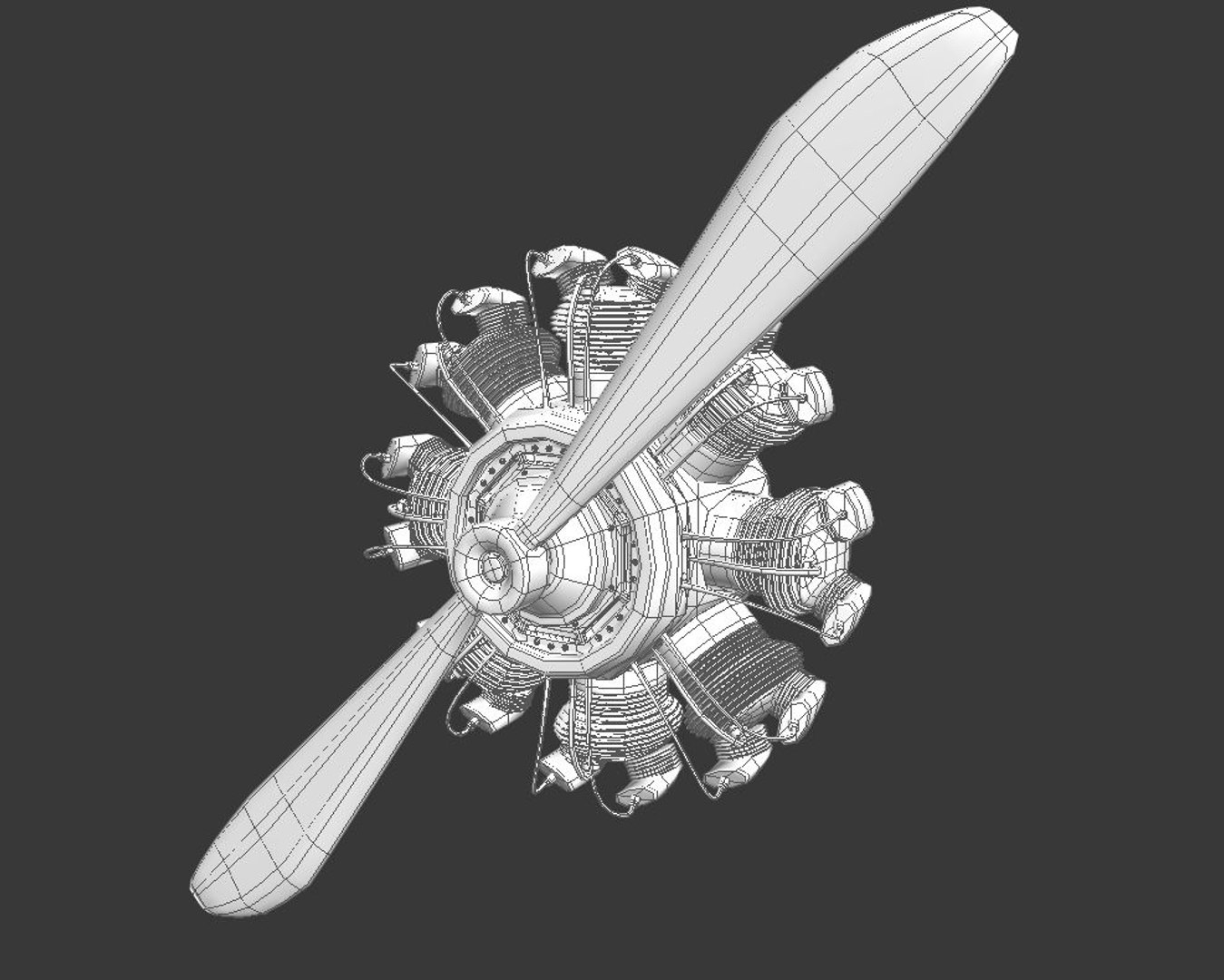 3ds Max Biplane Engine