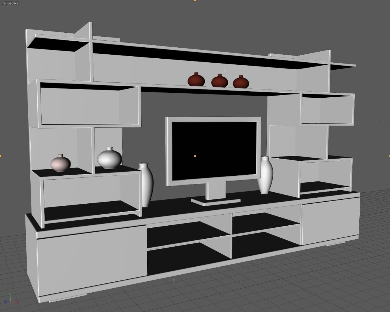 3d Tv Wall Unit Model