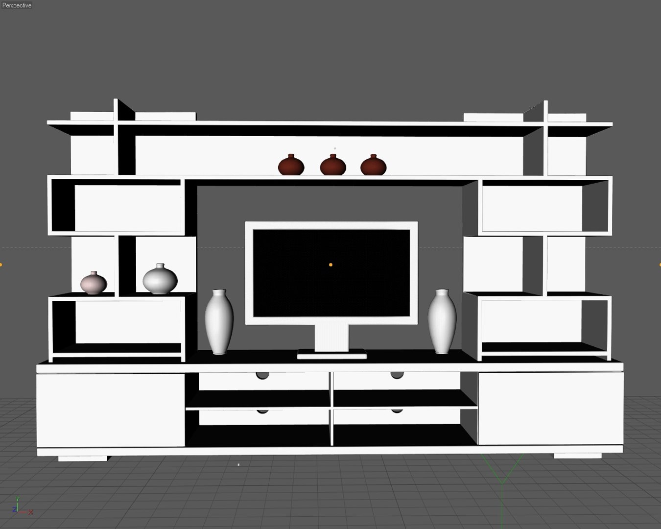 3d Tv Wall Unit Model