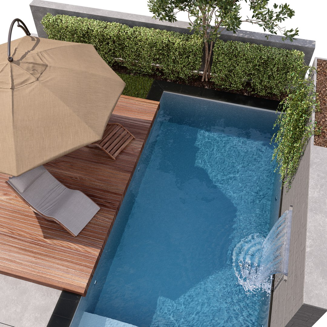 3D Backyard with Pool plants Furniture - TurboSquid 1865891