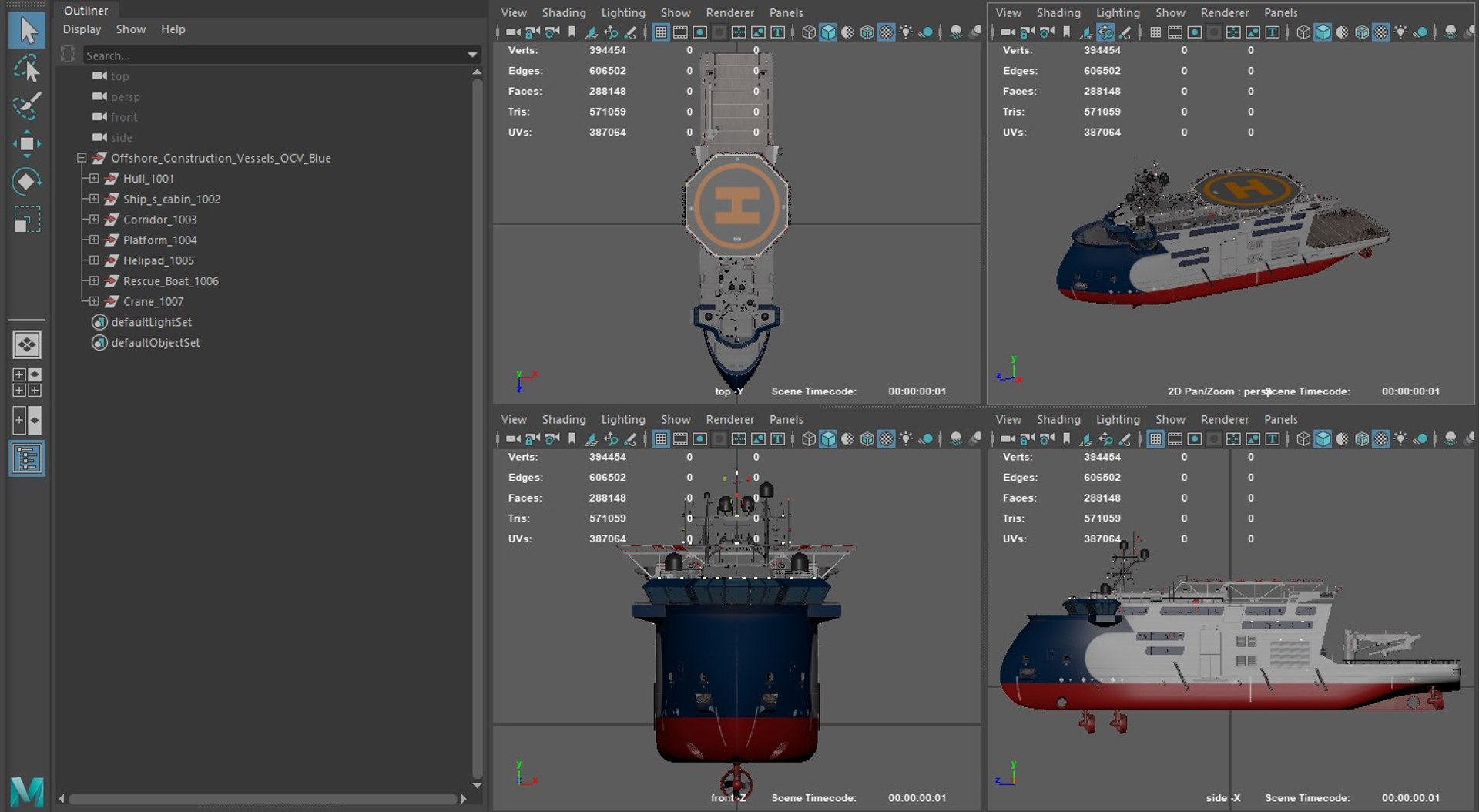 Offshore Construction Vessels Blue 3D model - TurboSquid 2149359