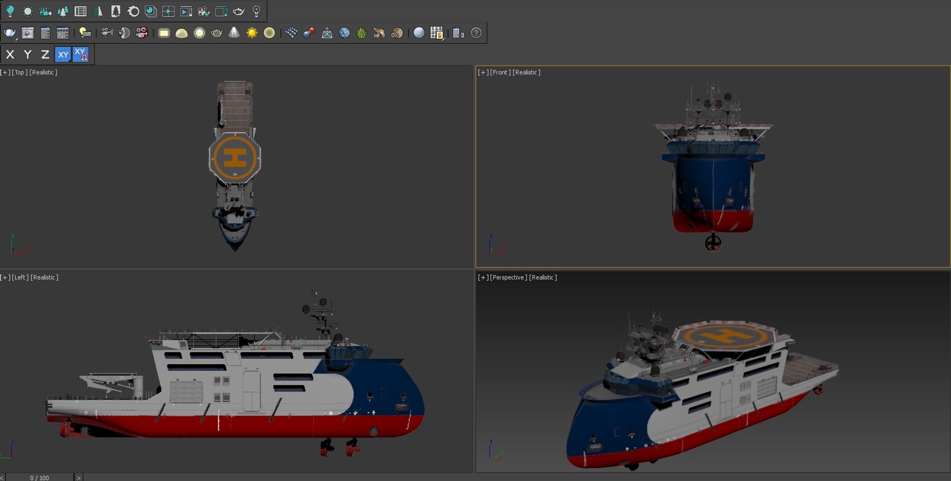 Offshore Construction Vessels Blue 3D model - TurboSquid 2149359