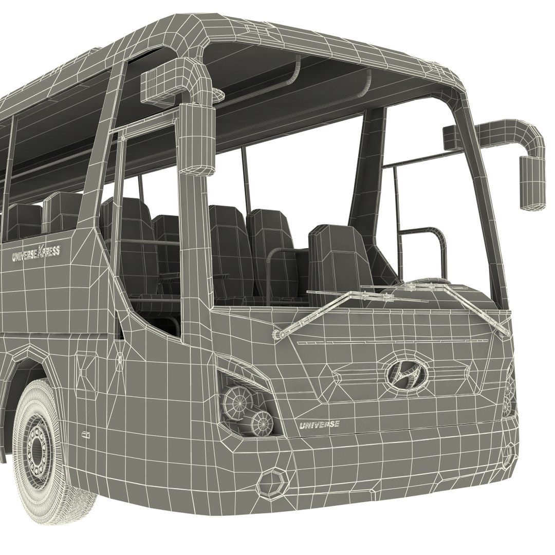 3d obj realistic bus hyundai universe