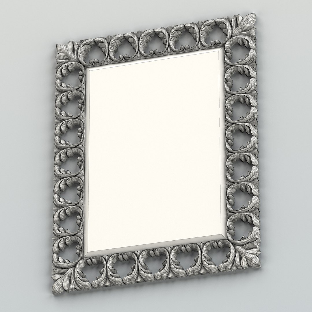 3d Carved Rectangle Mirror Frame Model