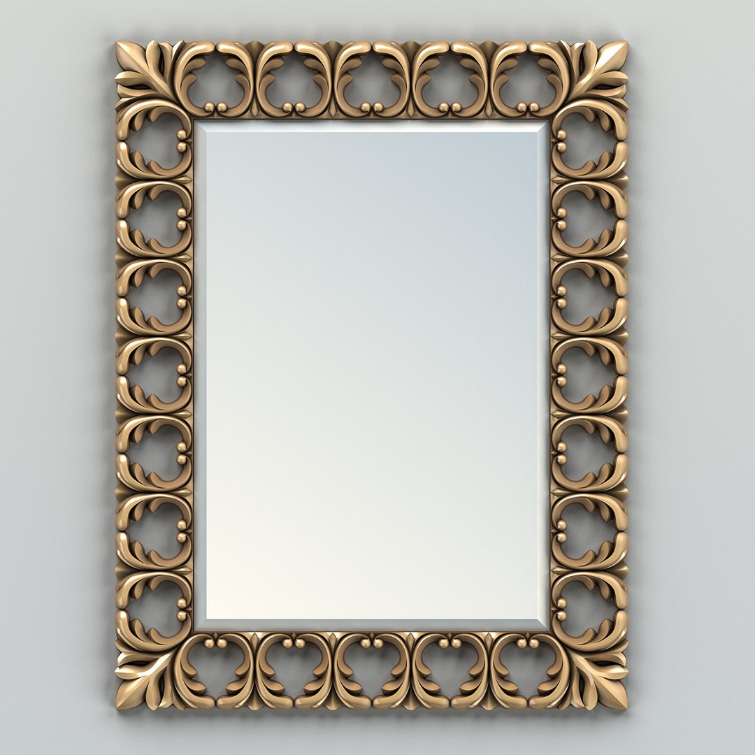 3d Carved Rectangle Mirror Frame Model