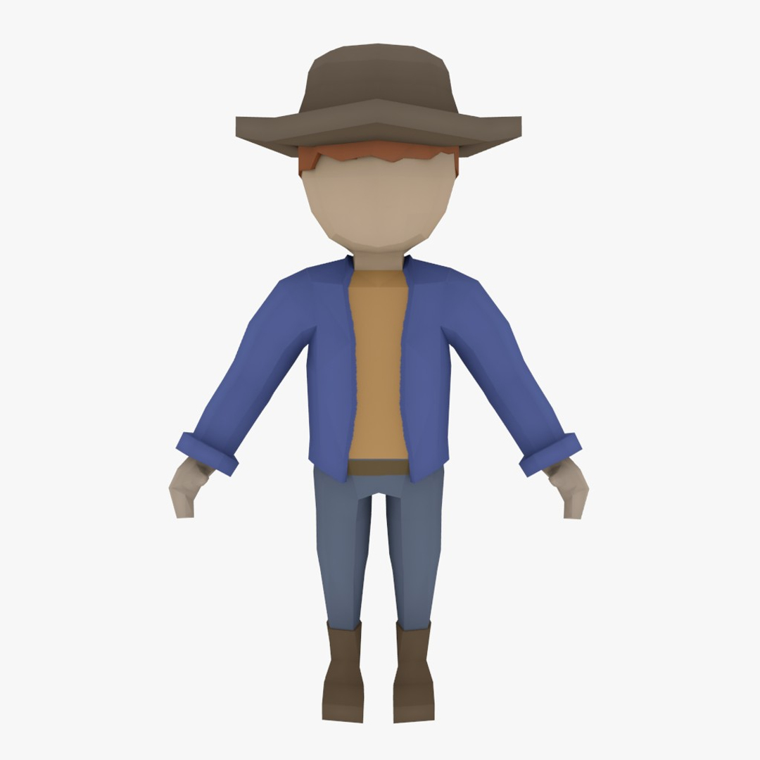 flat character 3d obj