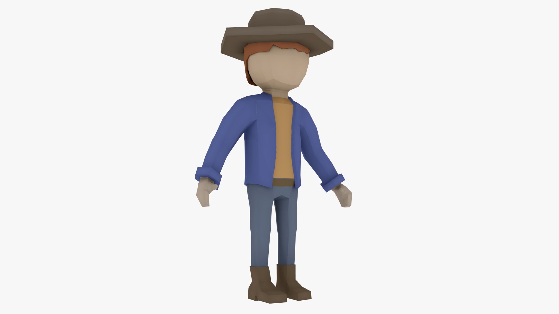 flat character 3d obj