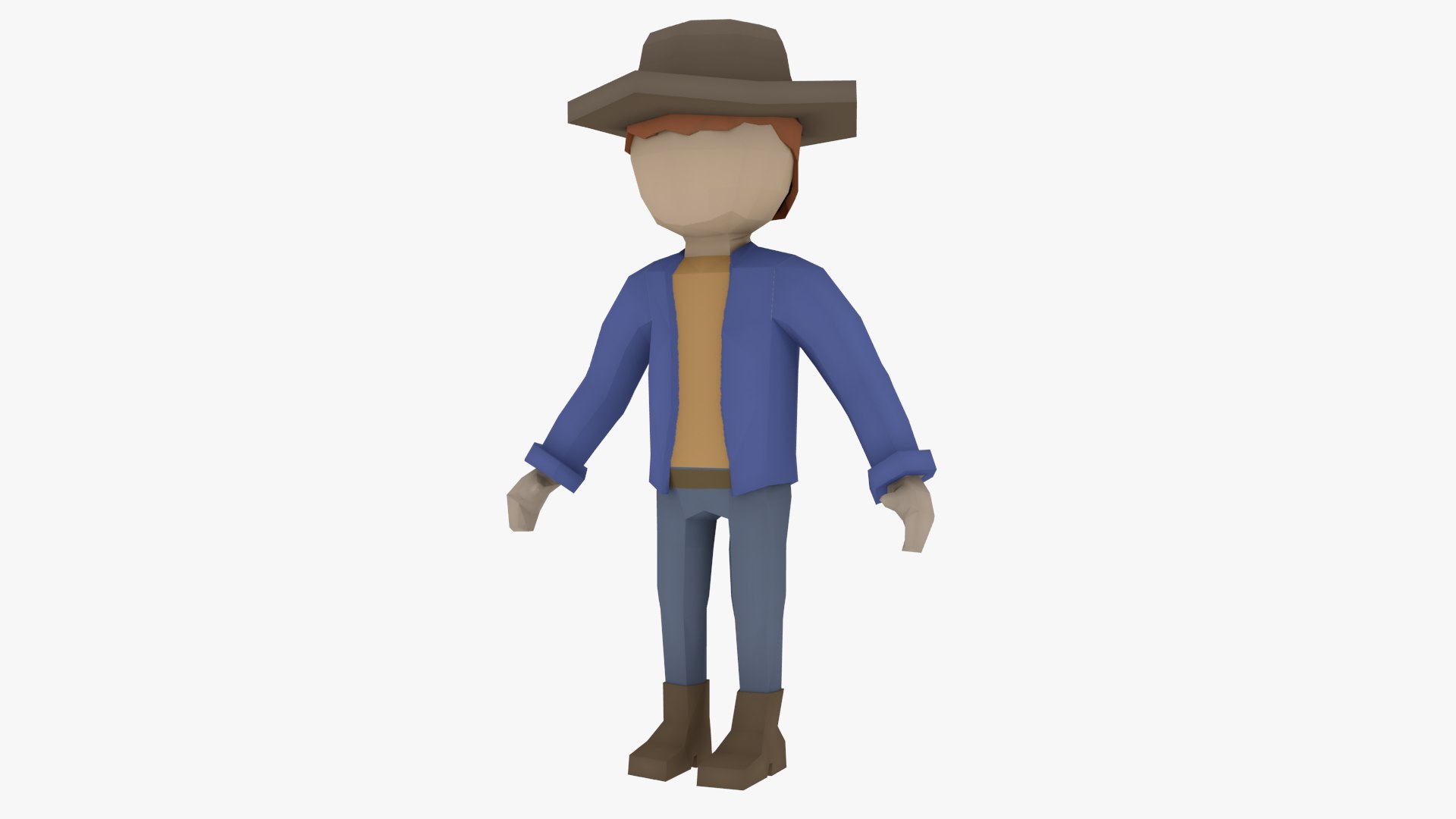 flat character 3d obj