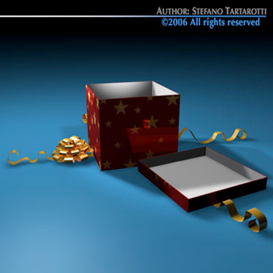 3d Open Gift Box Model