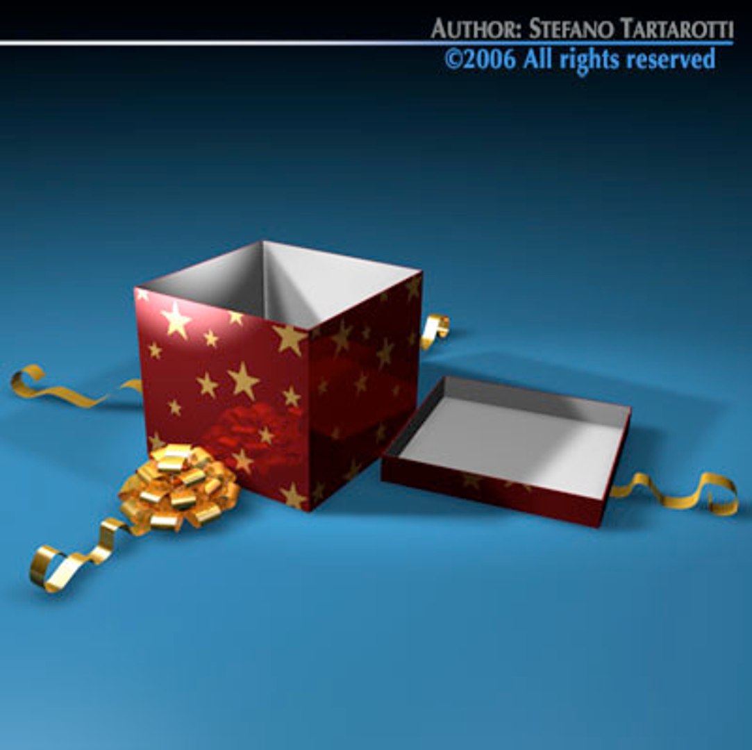 3d Open Gift Box Model