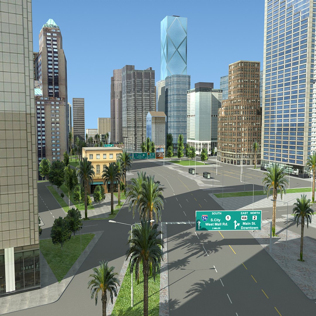 Real Time City Street 3d Max