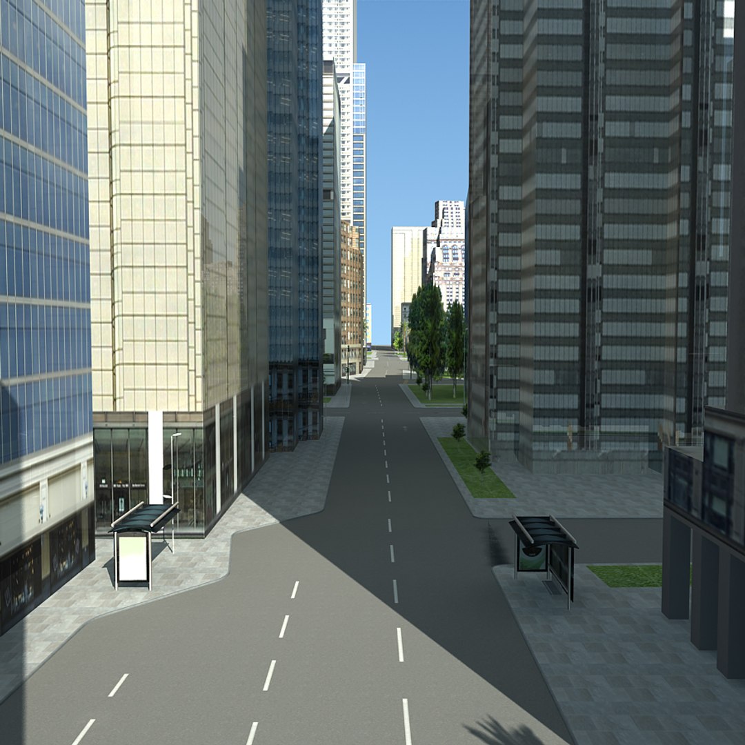 Real Time City Street 3d Max