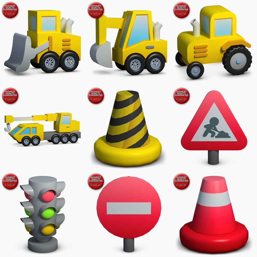 3d construction icons small pack model