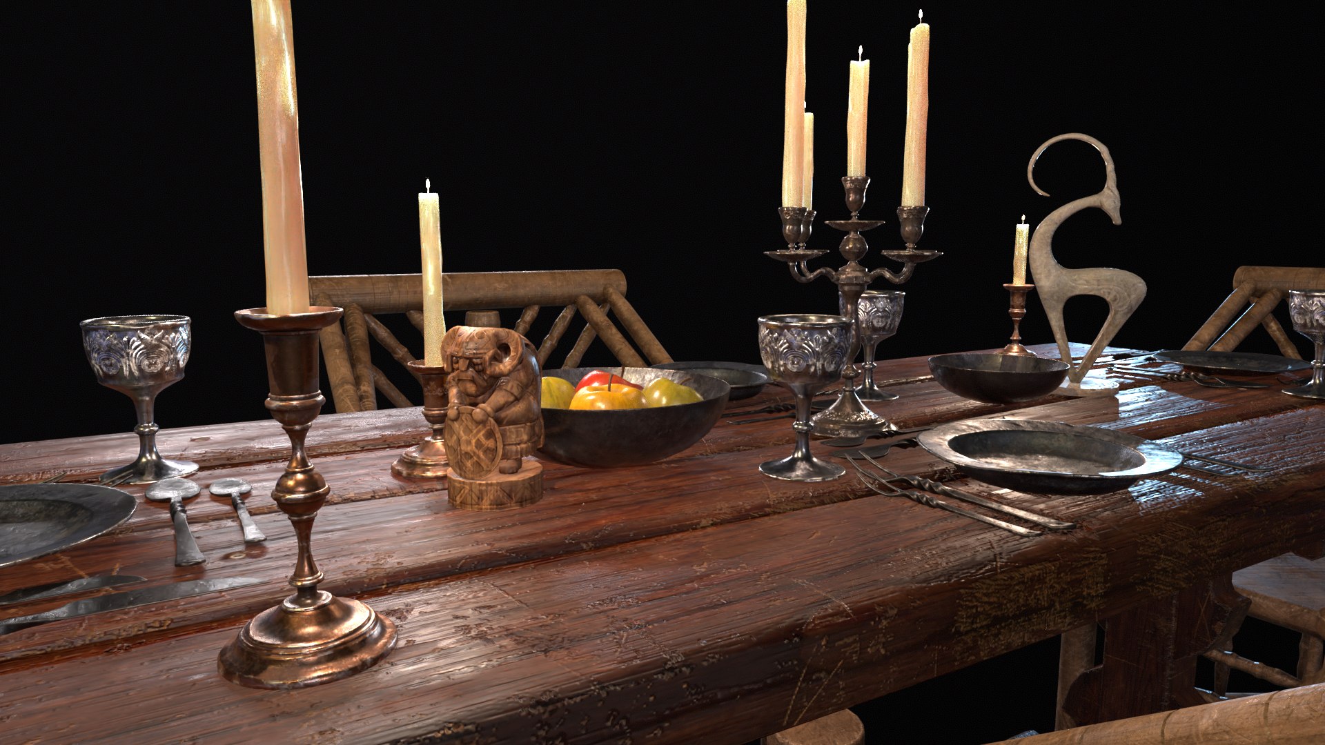 3D Medieval Furniture Dinning Pack - TurboSquid 2124113