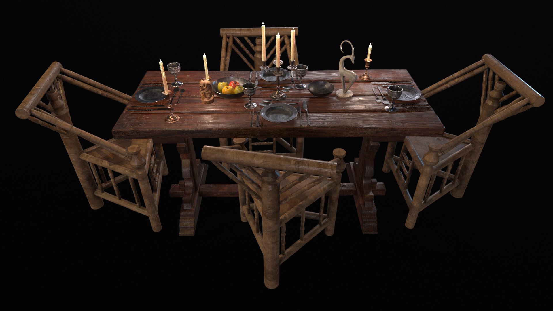 3D Medieval Furniture Dinning Pack - TurboSquid 2124113