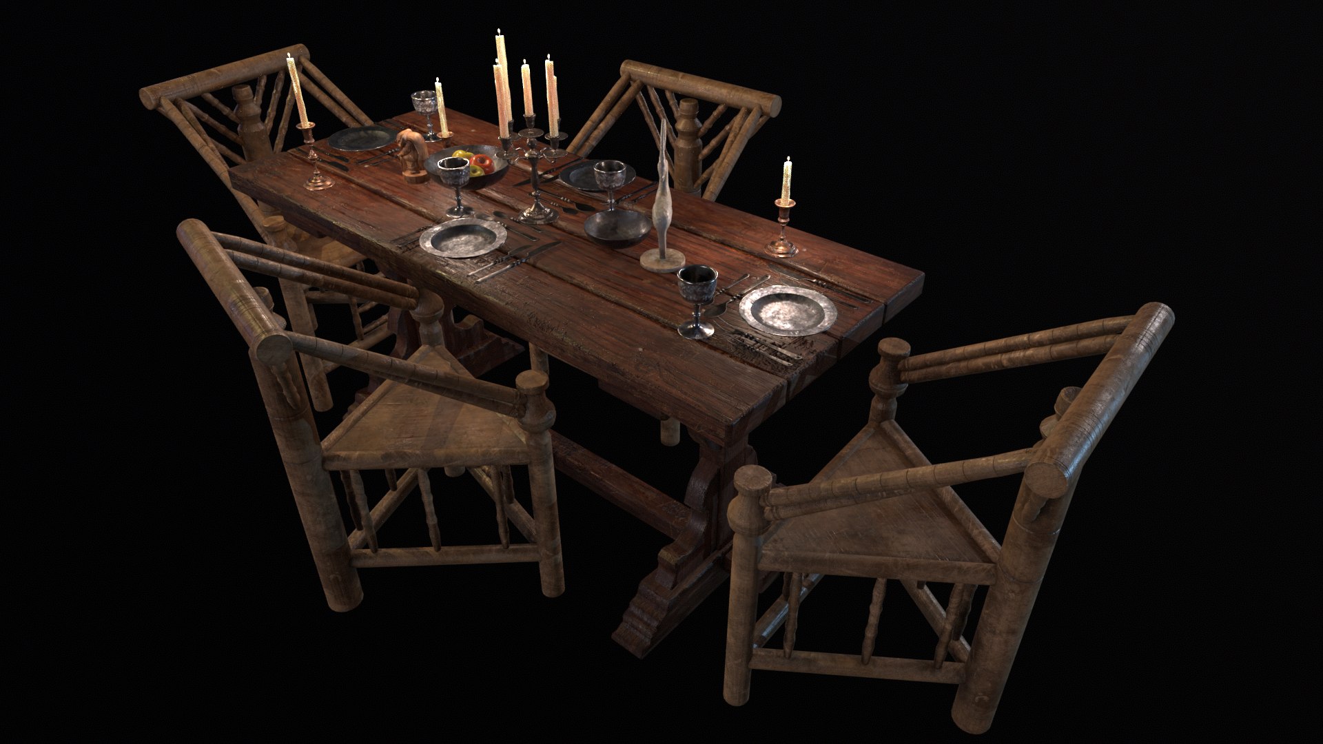 3D Medieval Furniture Dinning Pack - TurboSquid 2124113