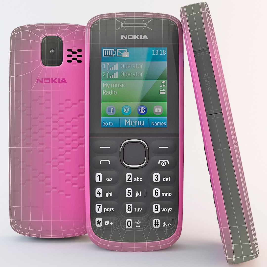 pink nokia 110 cellphone 3d obj