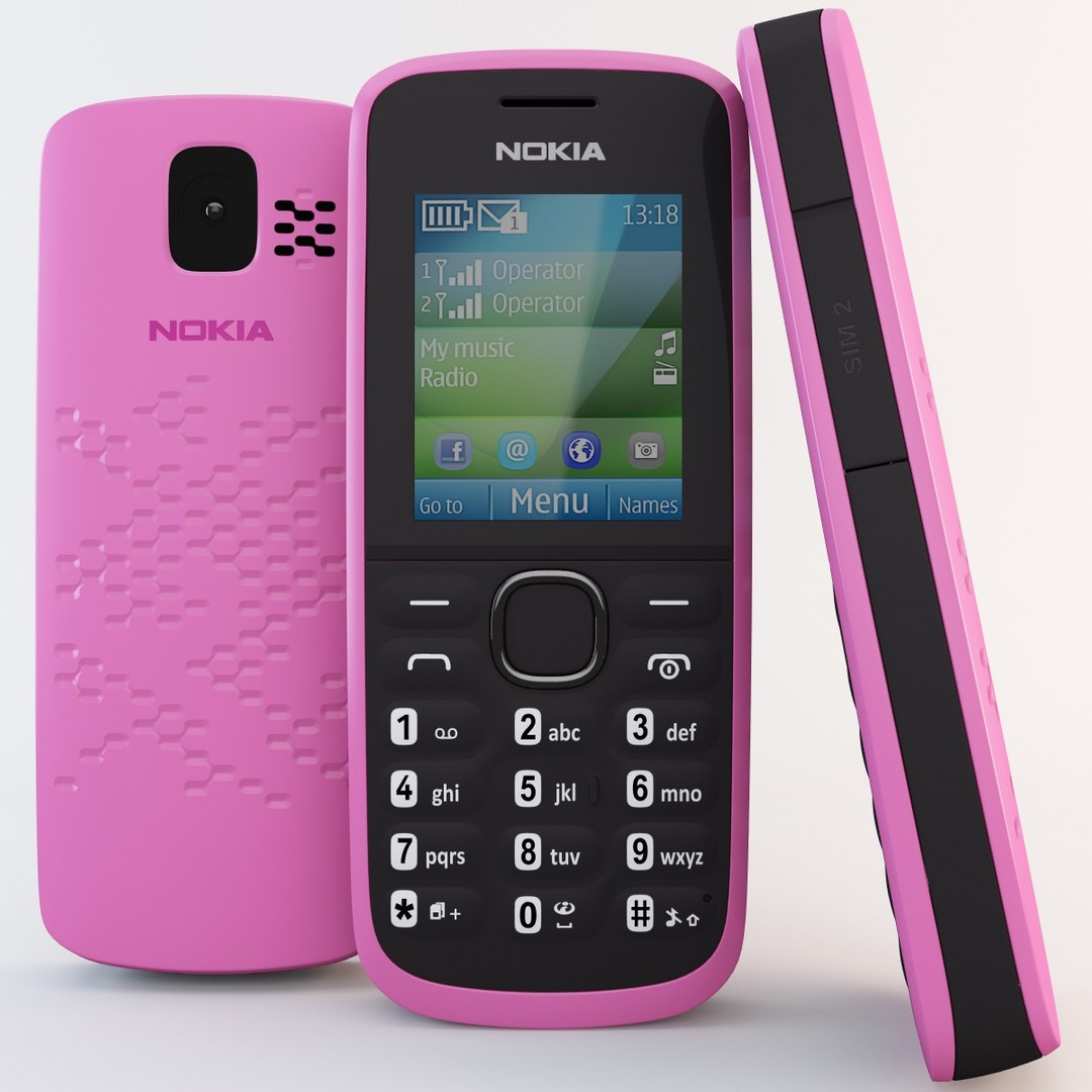 pink nokia 110 cellphone 3d obj
