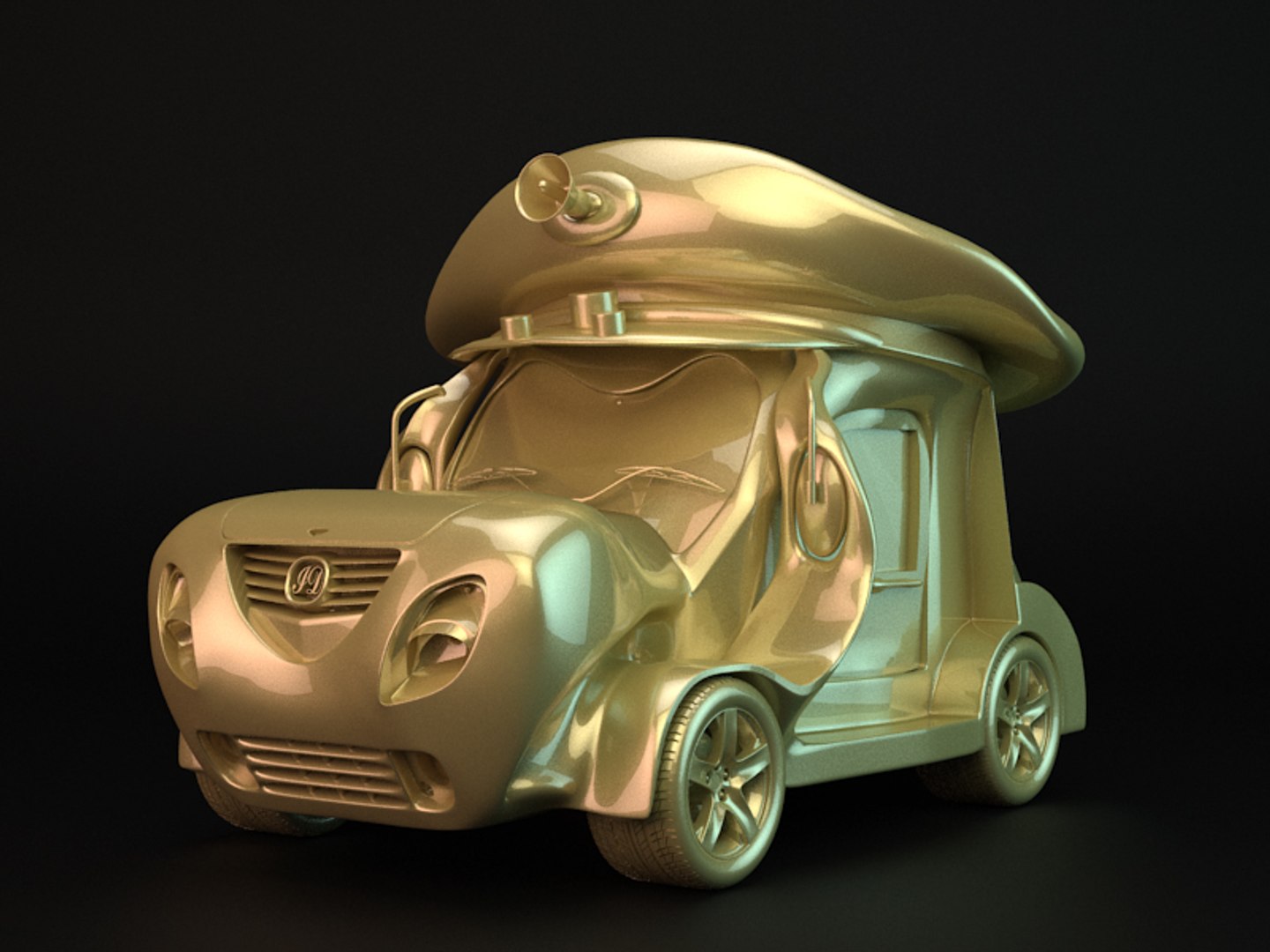 Free Golden Car Concept 3d Model