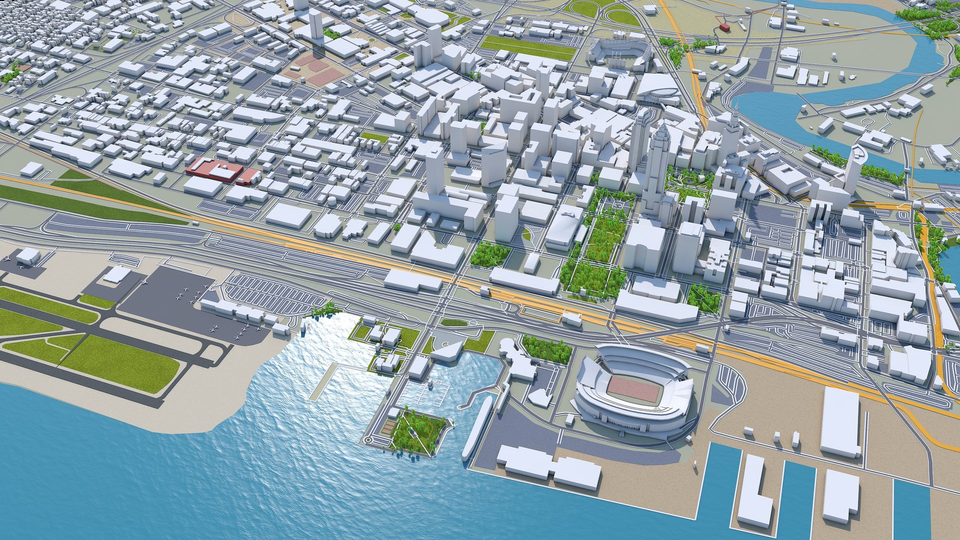 Cleveland Downtown Ohio USA 3D Model - TurboSquid 1988748