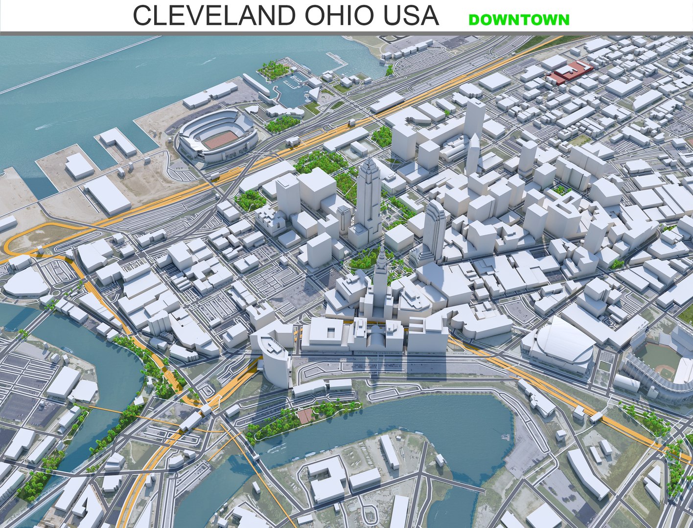 Cleveland Downtown Ohio USA 3D Model - TurboSquid 1988748