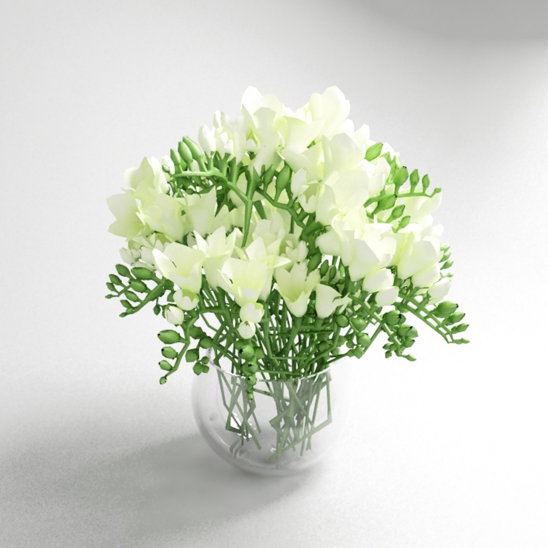 Bowl Flowers Freesia 3d Model