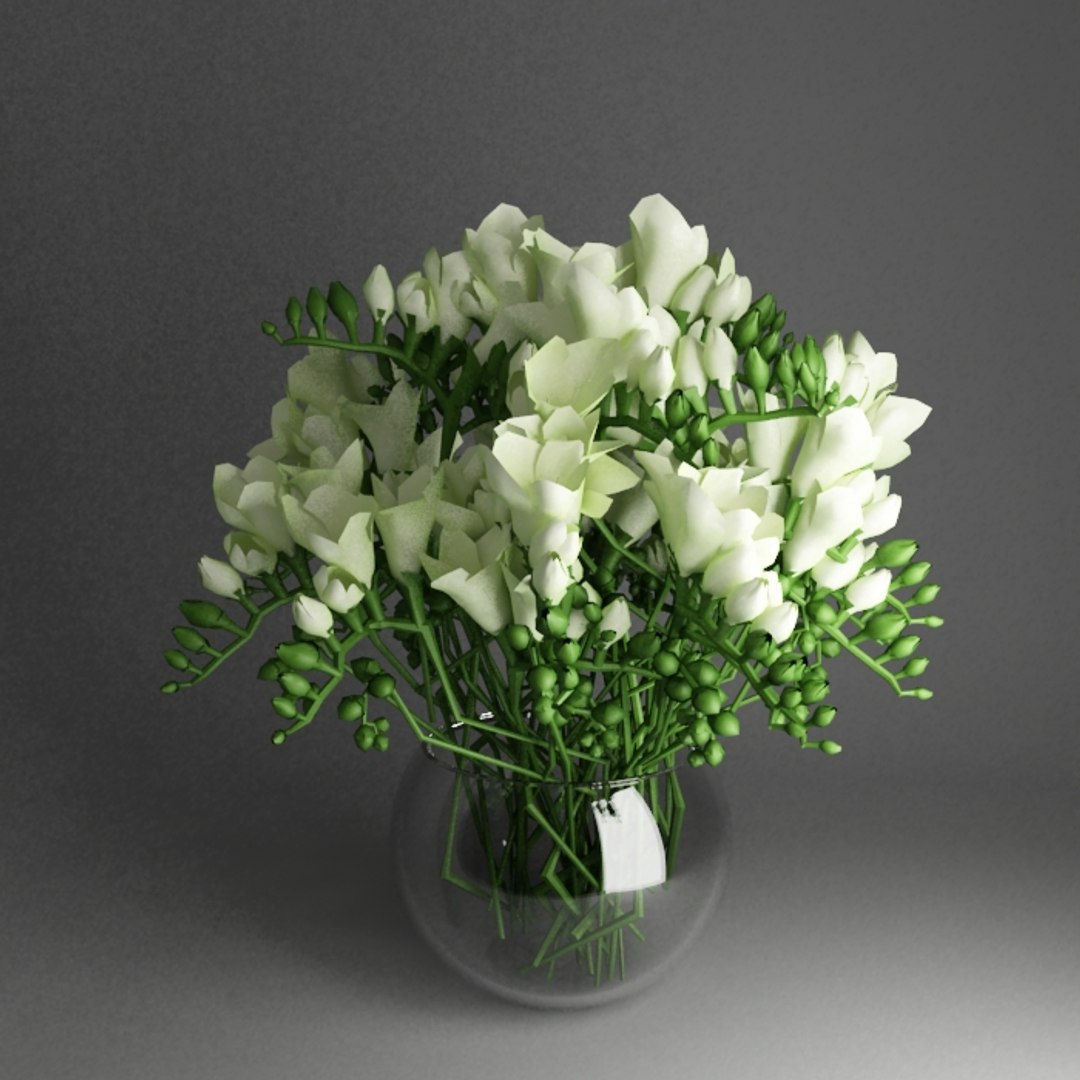 Bowl Flowers Freesia 3d Model