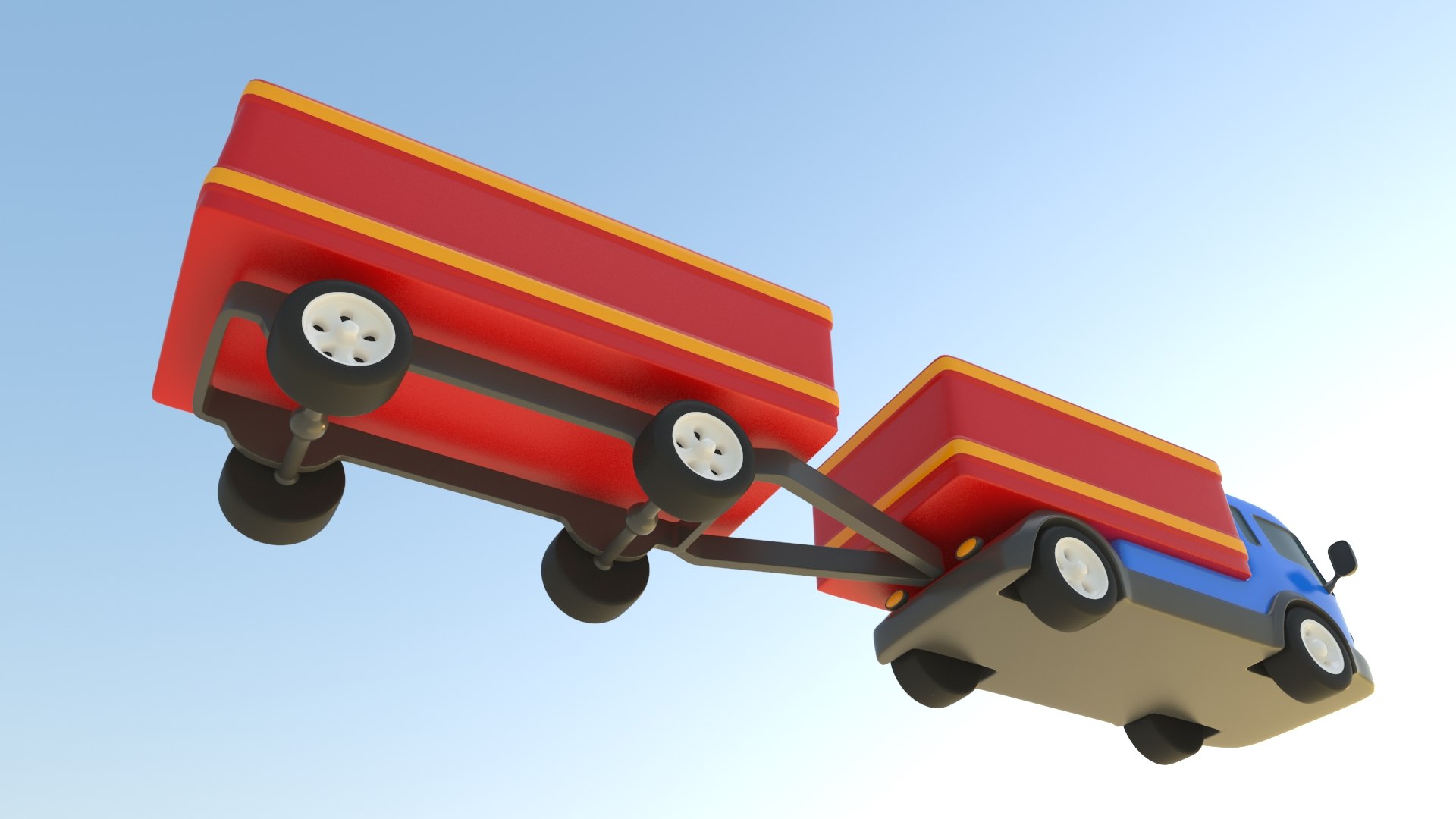 3D cartoon toy truck trailer - TurboSquid 1463485