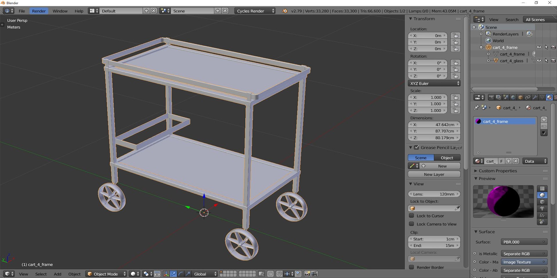 3d Food Trolley Beverage Cart