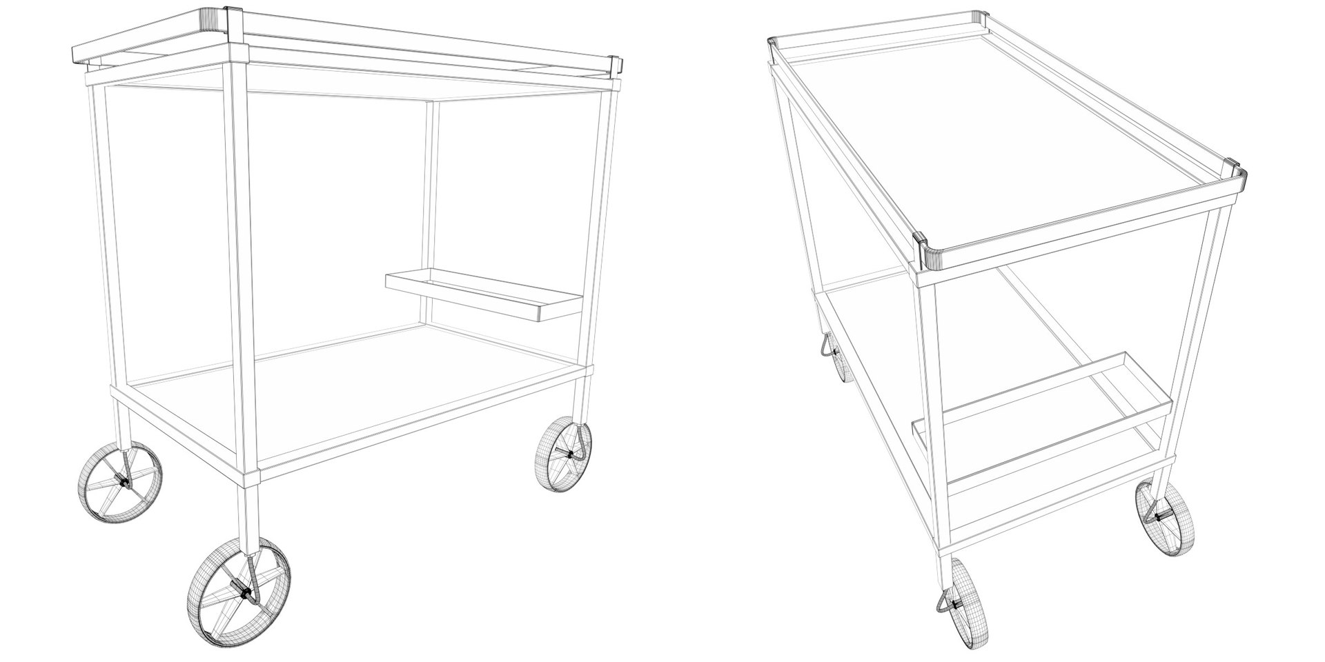 3d Food Trolley Beverage Cart