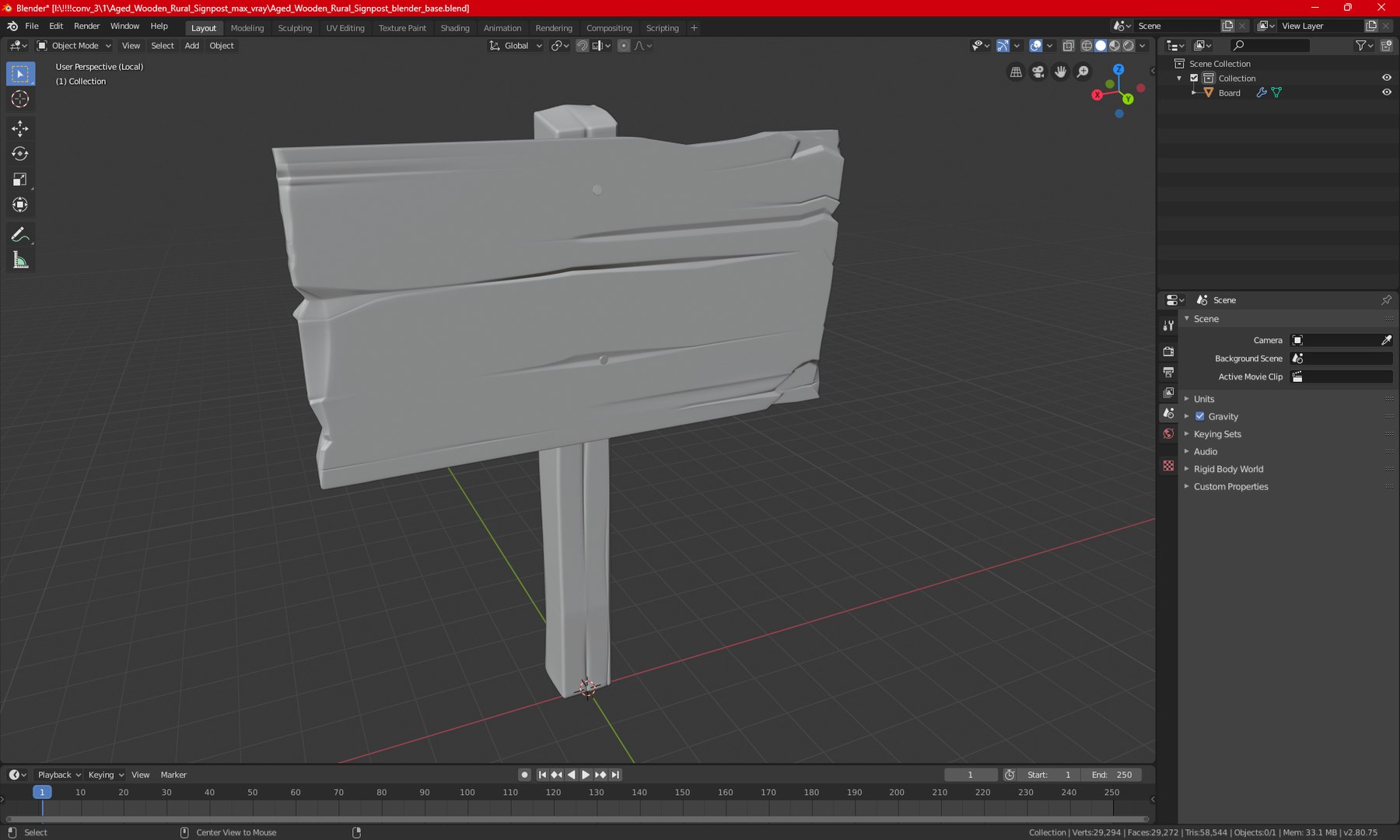 3D Aged Wooden Rural Signpost model - TurboSquid 2111315
