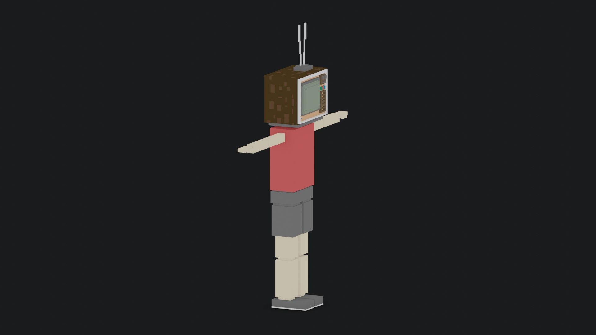Cartoon Boy With TV Head Low Poly Model - TurboSquid 1954399
