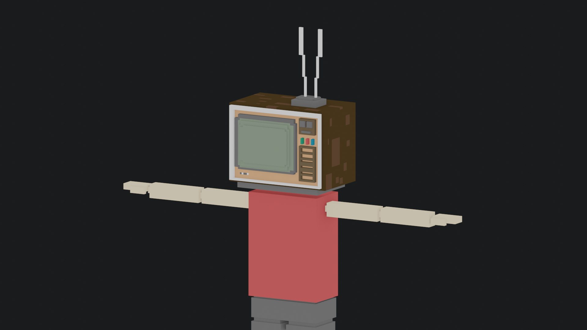 Cartoon Boy With TV Head Low Poly Model - TurboSquid 1954399