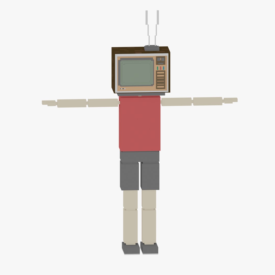 Cartoon boy with TV head low poly model - TurboSquid 1954399