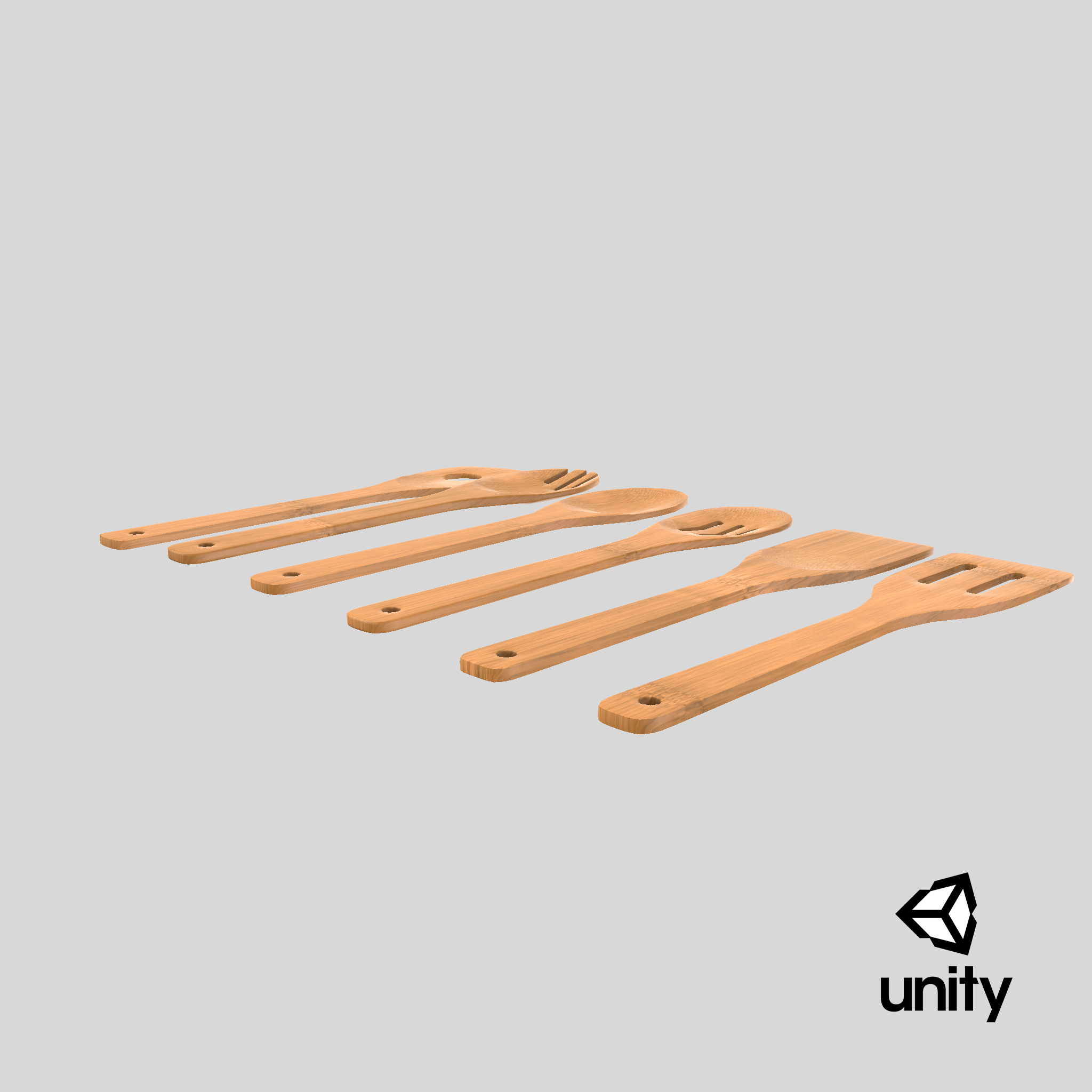 3D wooden spoon utensil set model - TurboSquid 1416063