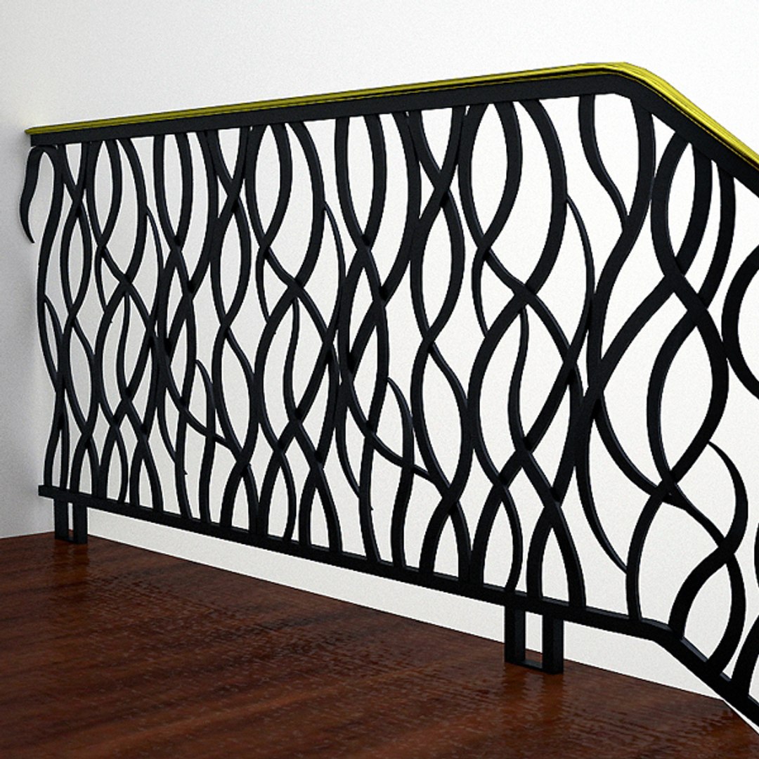 stairs wrought iron railing 3d dxf
