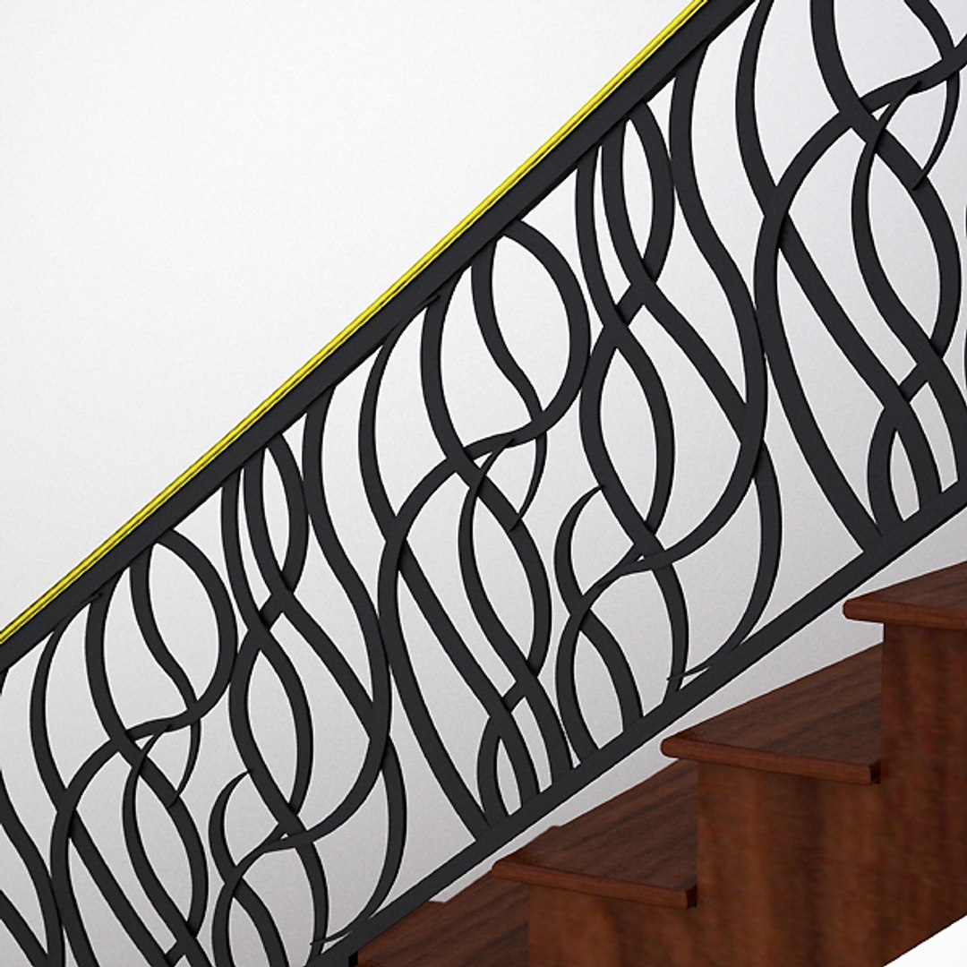 stairs wrought iron railing 3d dxf