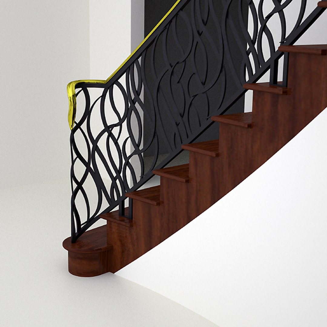 stairs wrought iron railing 3d dxf